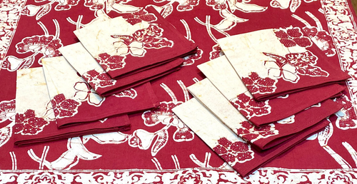1970s Indonesian Handmade Batik Tablecloth Set PRISTINE High Quality ...
