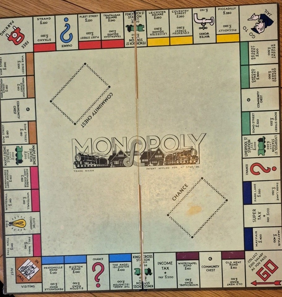 Waddingtons Monopoly Board Game 1940s/1950s Vintage Set Complete with ...