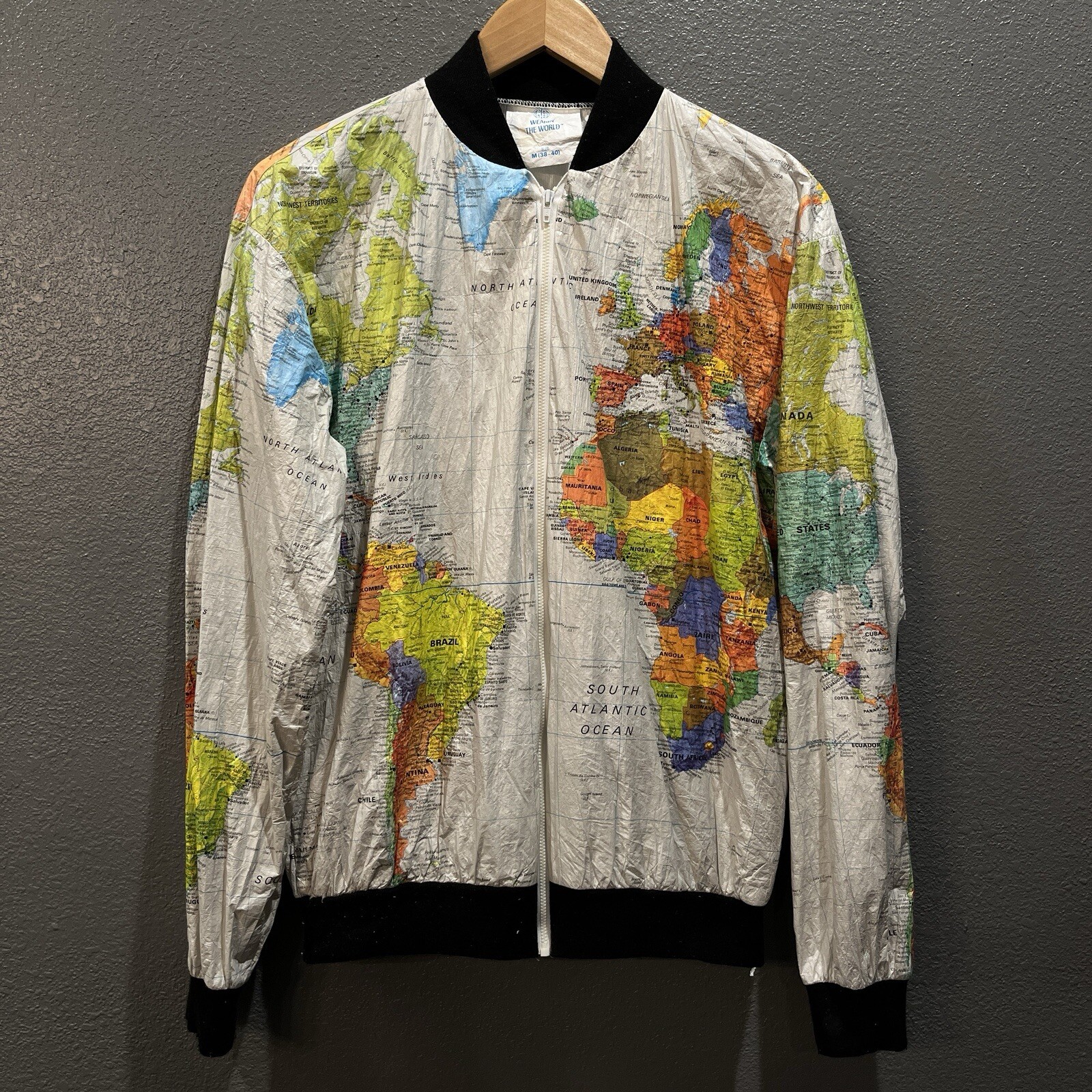 NEW Vintage Wearin' the World Map Windbreaker Tyvek P… - Gem