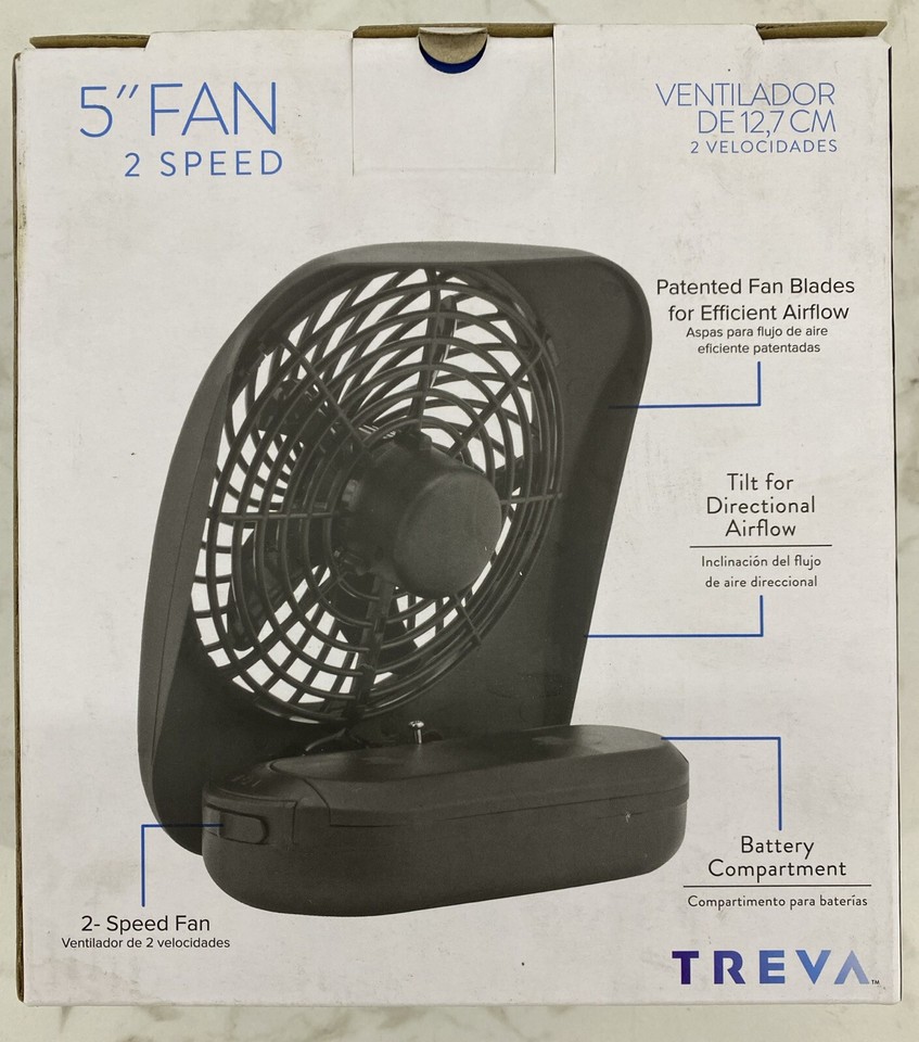 O2 Cool FD05004 2 D-Cell Battery Powered Portable Fan 5” New ...