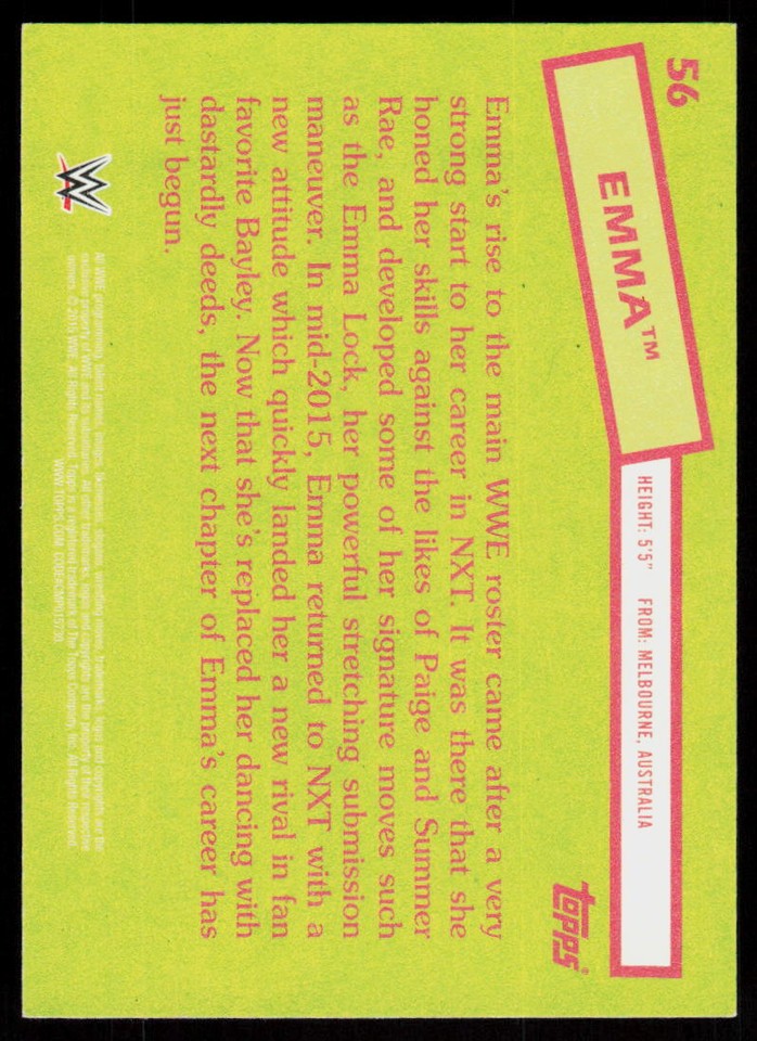 2015 Topps WWE Heritage Emma #56 DIVA WRESTLING | eBay