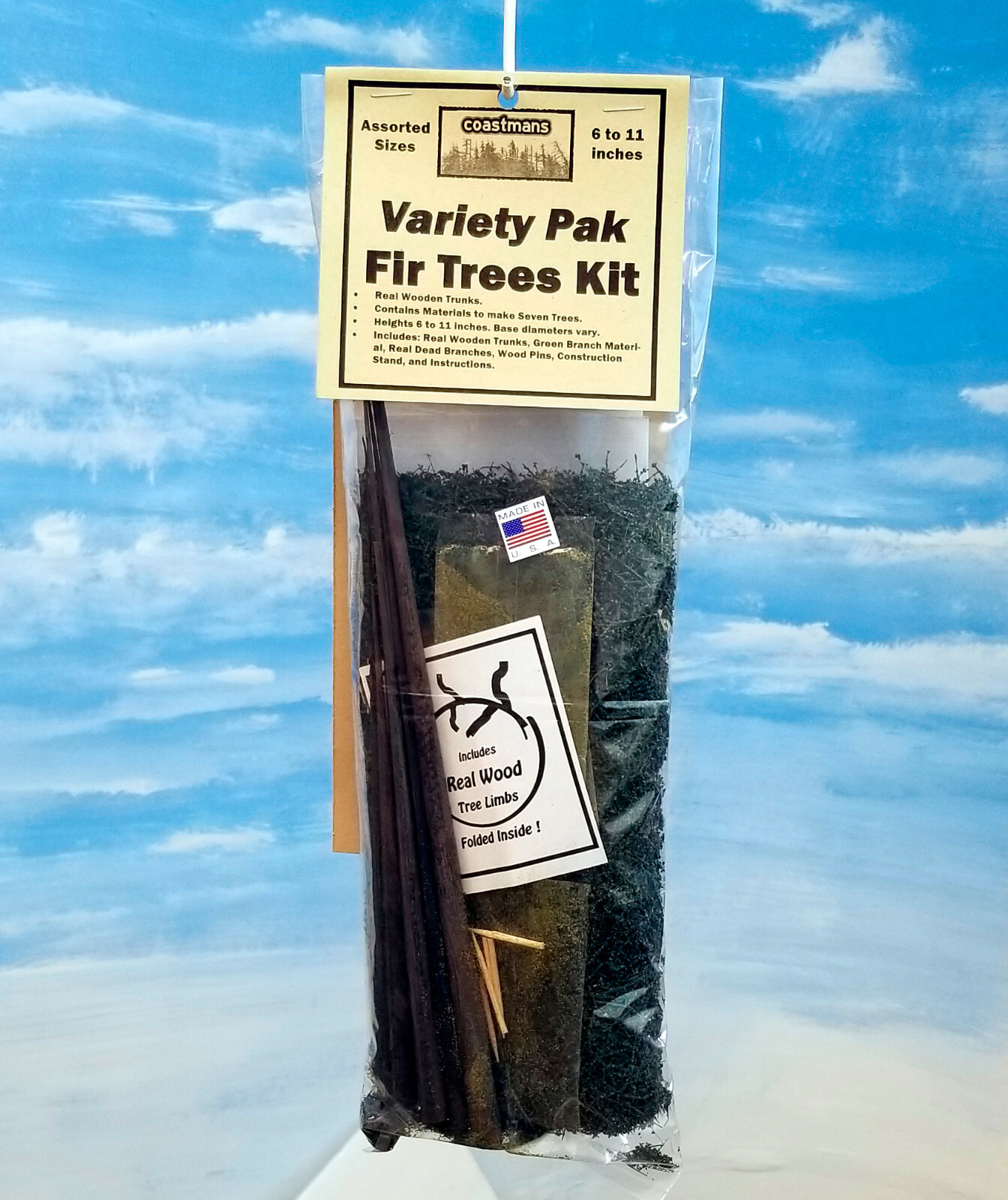 Variety Pak Model Fir Trees KIT, makes 7 firs, real wood, HO/N/O/S, low ...