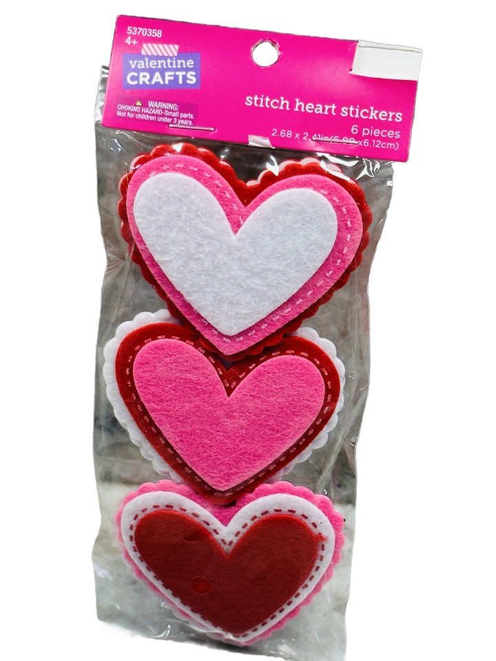 Valentines Crafts Stitch Heart Stickers 6pc. 2.68x2.4Inches | eBay