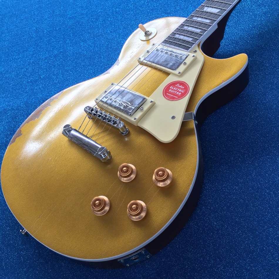 Handmade 50s relic standard Electric Guitar Gold top Mahogany Body ...