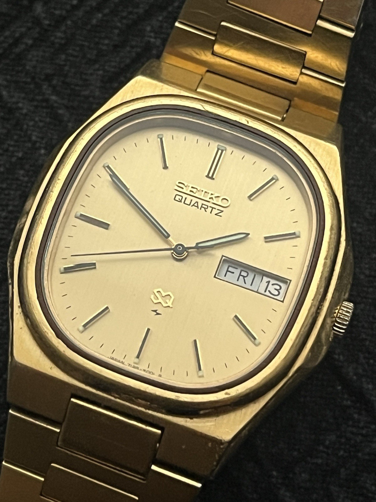 Seiko Tank Mens Day Date Gold Plated Vintage Watch SQ Quartz | eBay