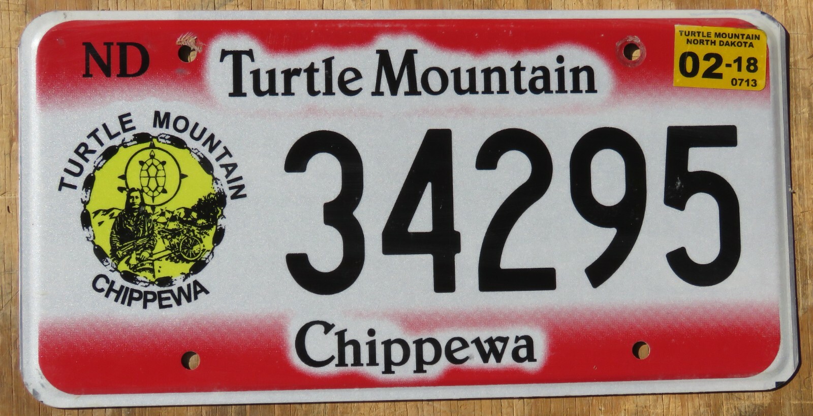 NORTH DAKOTA TURTLE MOUNTAIN INDIAN TRIBE license plate FLAT RED PICK ...