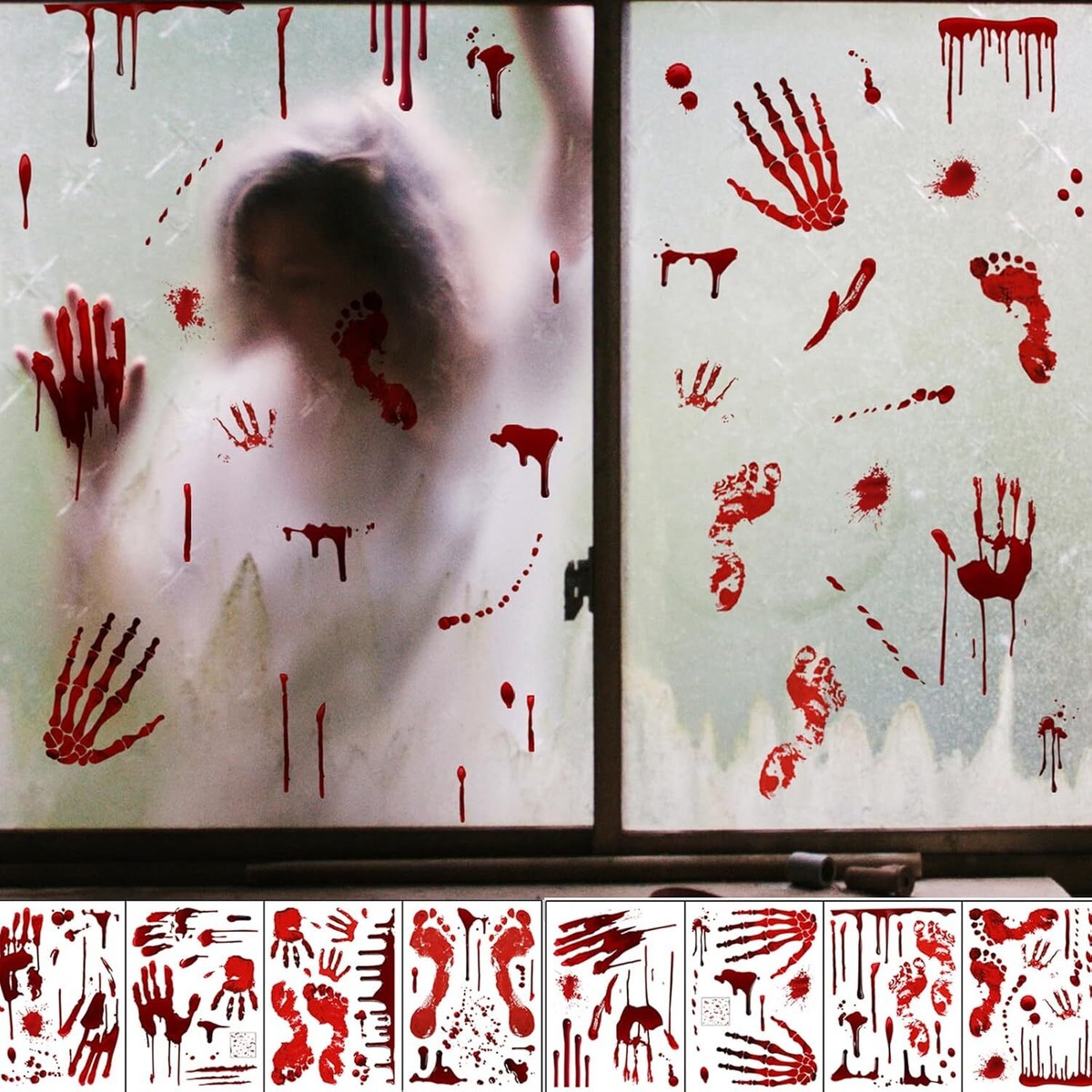 Bloody Handprints On Window