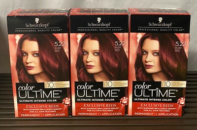 3-Schwarzkopf Color Ultime EXCLUSIVE REDS #5.22 Ruby Red Permanent Hair ...