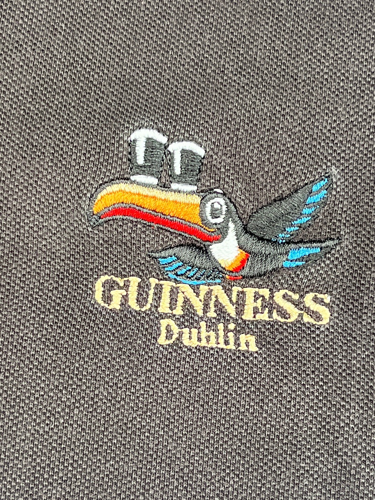 GUINNESS Dublin Toucan Bird Logo Black Polo Size XL E… - Gem