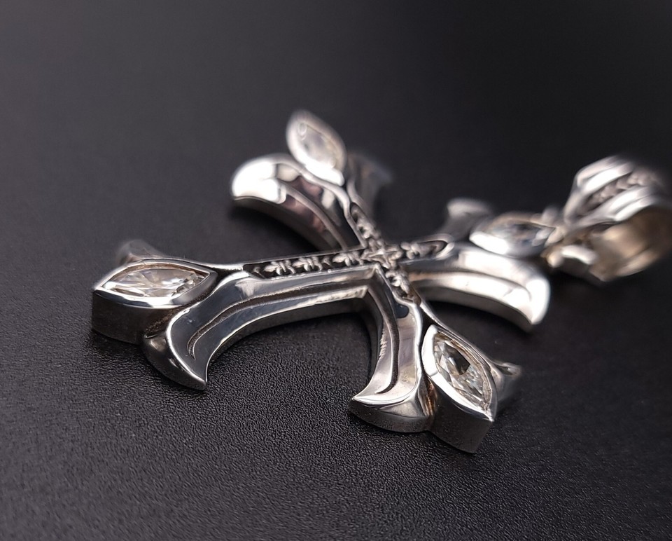 NightRider Sterling Silver Red Tip Renaissance Moissanite Cross Pendant ...