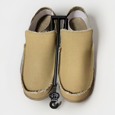 New Crocs Santa Cruz Men's Size 7 Khaki Beige Canvas Slip On Loafers ...
