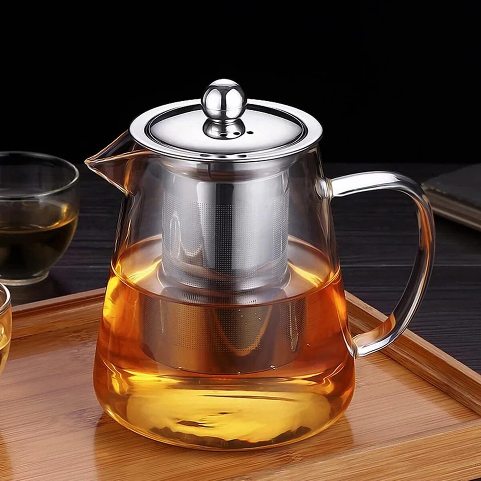 Glass Teapot with Removable Infuser, Stovetop Safe Tea Kettle, Tea ...