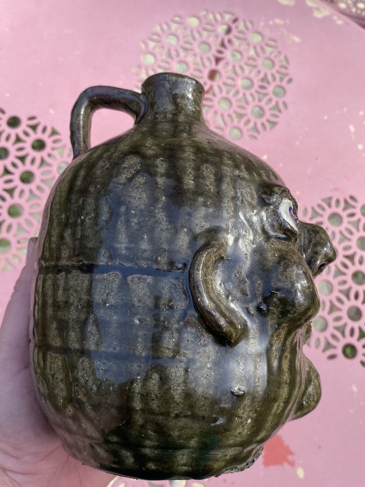 GREAT GRACE NELL HEWELL SIGNED UGLY FACE JUG SOUTHERN FOLK ART POTTERY ...