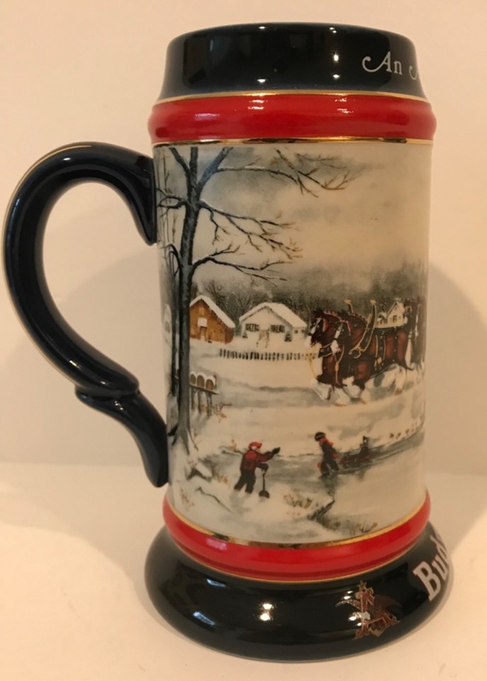 Vintage 1990 Budweiser Holiday Edition Beer Stein Susan Sampson ...