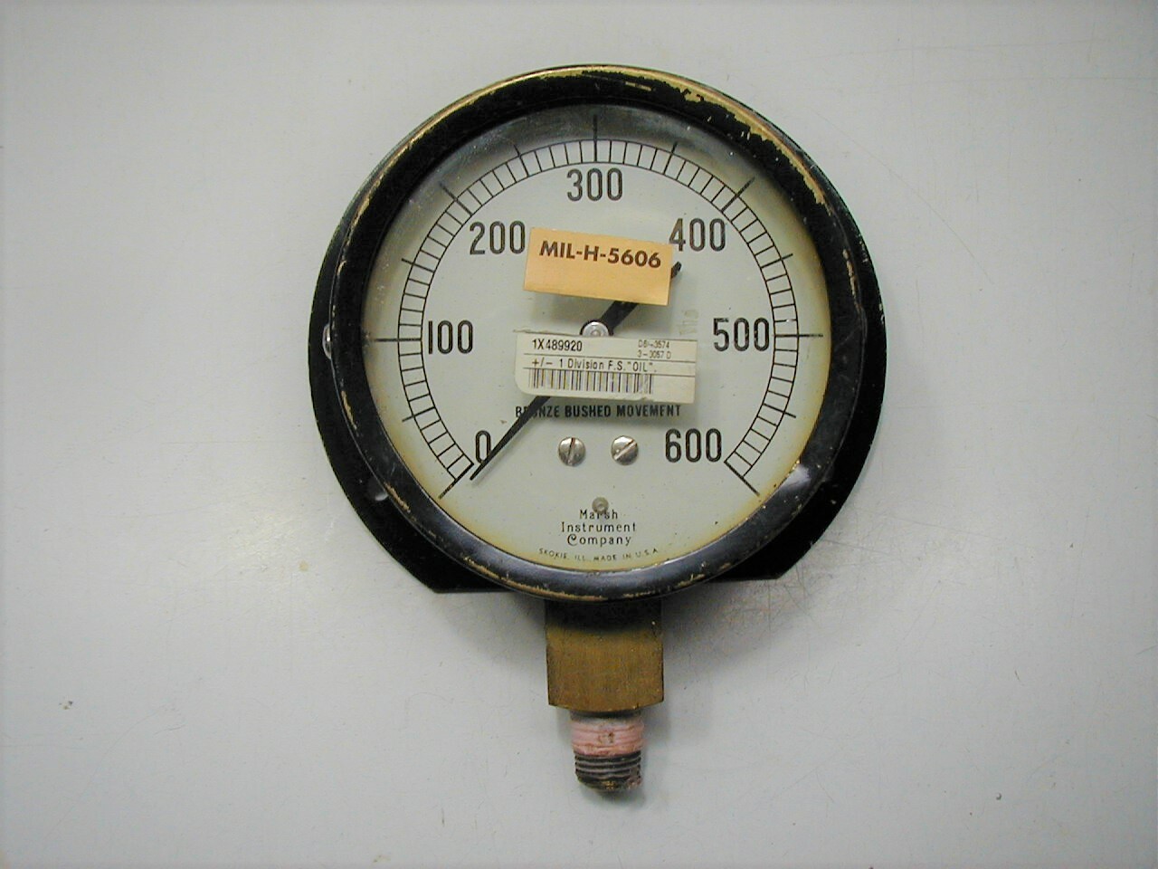 600 PSI Marsh Instrument Company 0 - 600 PSI Pressure Gauge ~ Aircraft ...