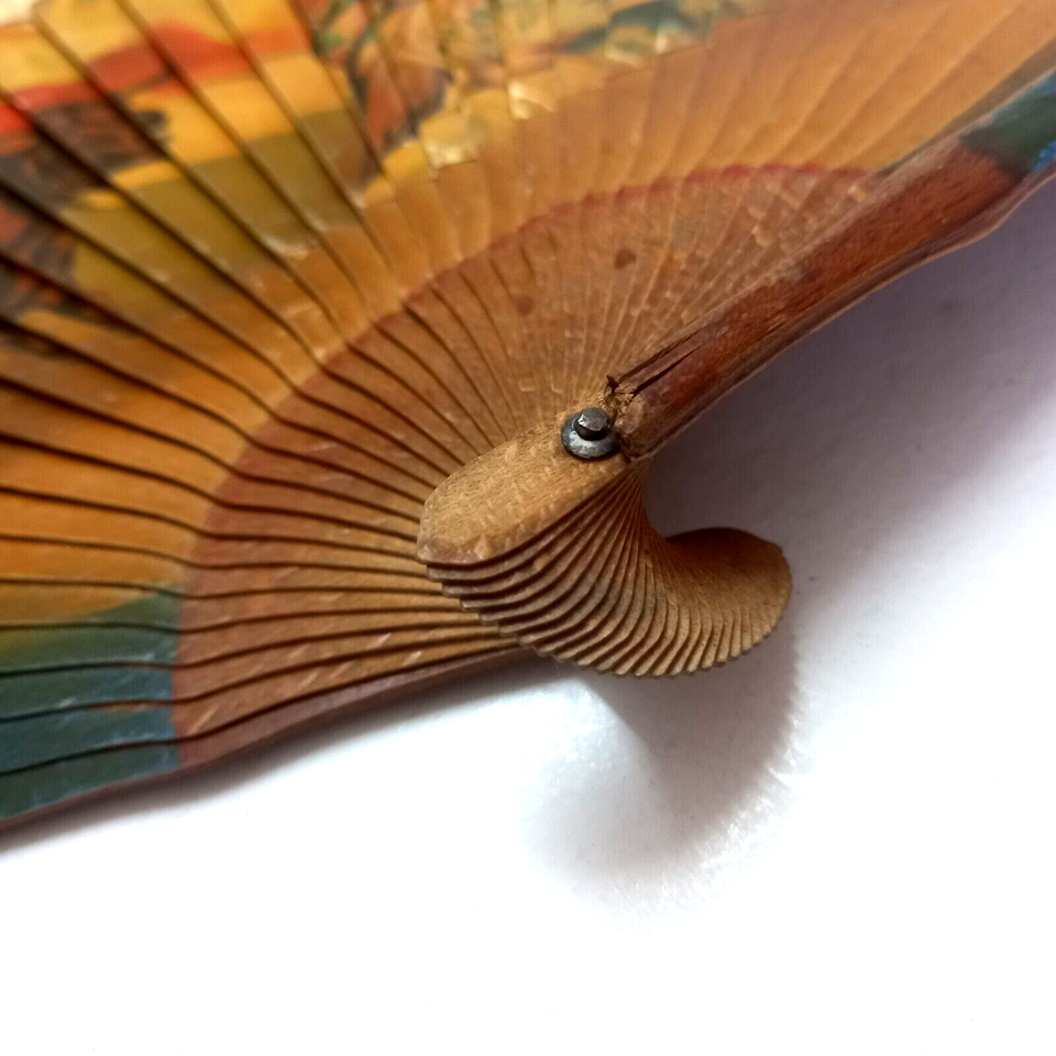Antique Victorian Hand Fan Spanish /Cloth Sandalwood Bullfighting Old ...