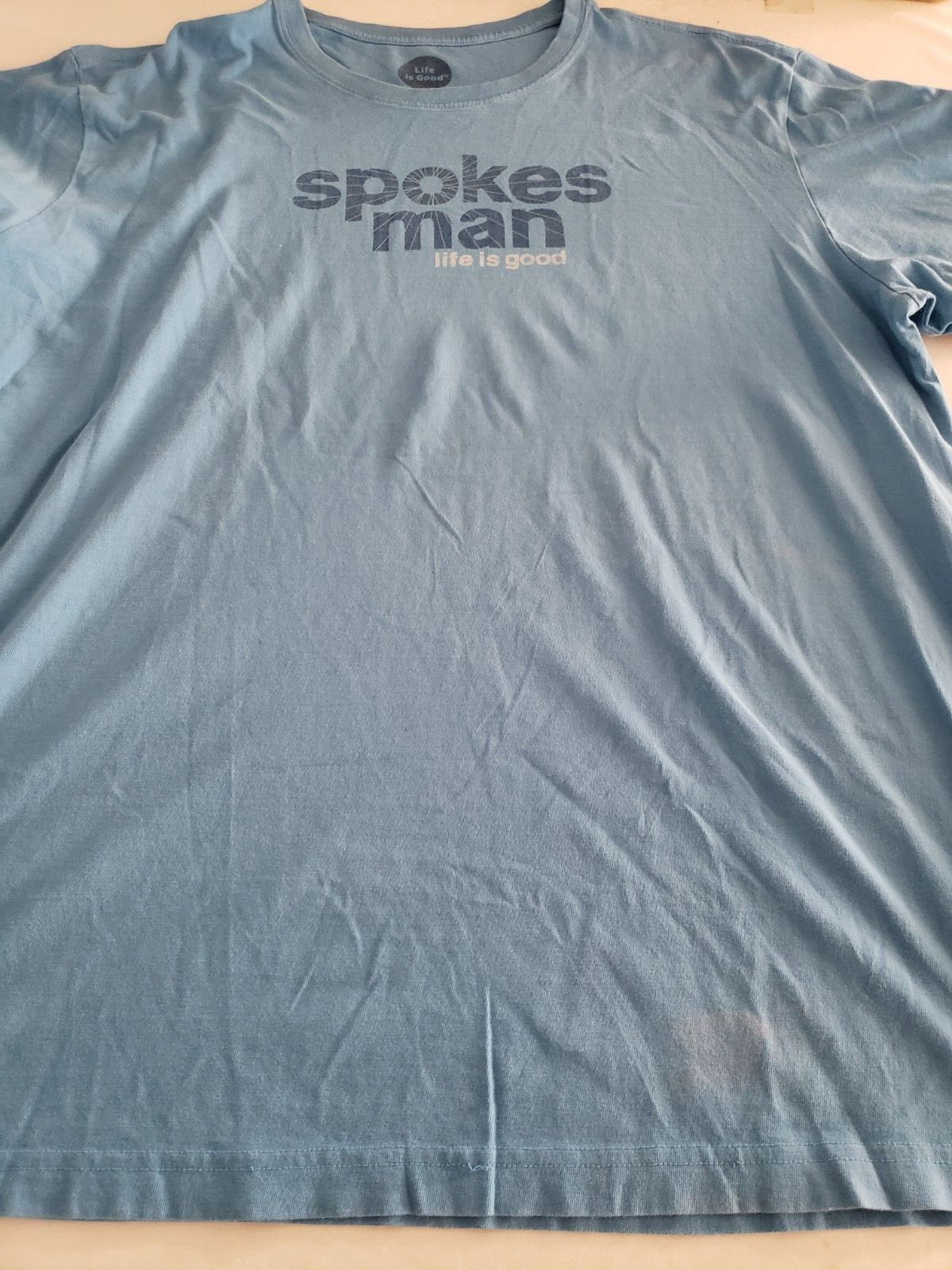 LIFE IS GOOD MENS short sleeve tshirt 2XL Blue "SPOKE… - Gem