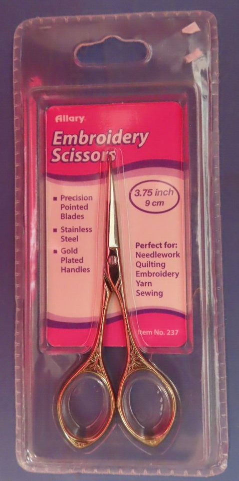 Allary Embroidery Scissors 3.75" Gold plated handles # 237 NEW | eBay