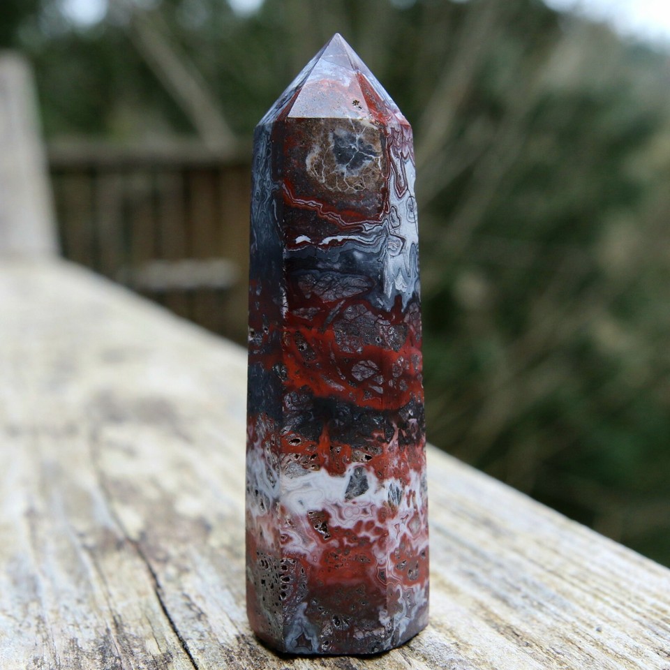 CRAZY LACE BLOOD AGATE CRYSTAL POINT POLISHED NATURAL HEALING GEMSTONE ...