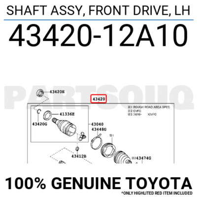 4342012A10 Genuine Toyota SHAFT ASSY, FRONT DRIVE, LH 43420-12A10 | eBay