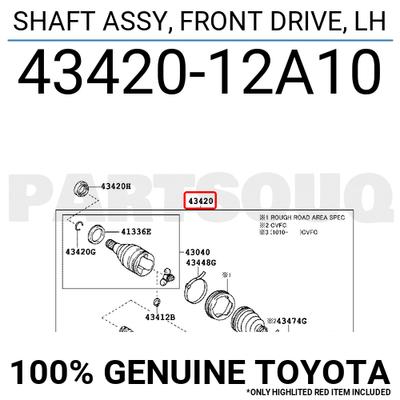 4342012A10 Genuine Toyota SHAFT ASSY, FRONT DRIVE, LH 43420-12A10 | eBay