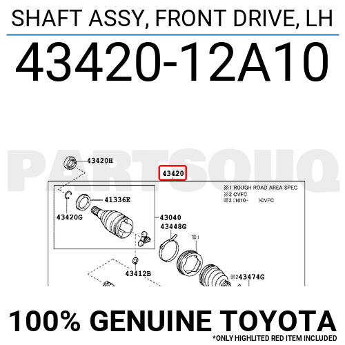 4342012A10 Genuine Toyota SHAFT ASSY, FRONT DRIVE, LH 43420-12A10 | eBay