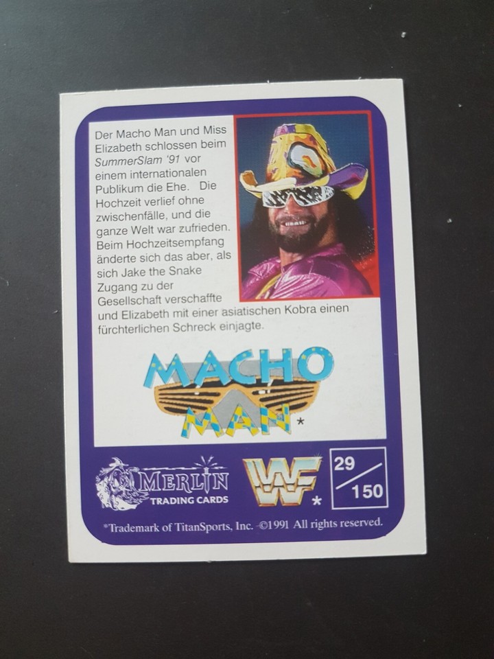Macho Man 1991 Merlin German Card WWE WWF WCW Wrestling - number 29 | eBay