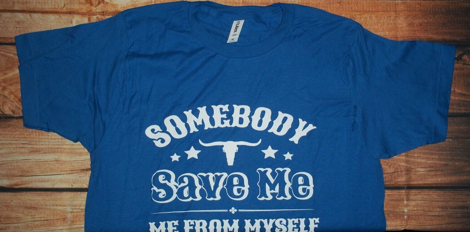 TULTEX BLUE JELLY ROLL SOMEBODY SAVE ME TEE SHIRT TOP MENS SIZE MEDIUM ...