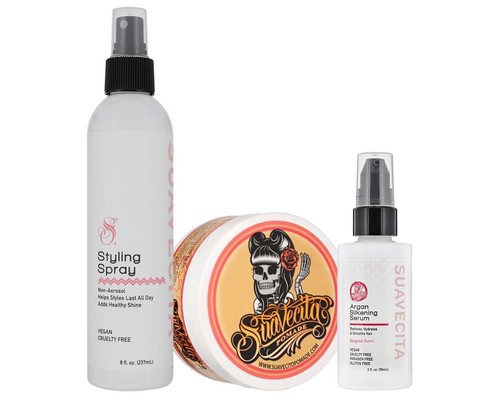 Suavecita Hair 3 Piece Kit (Styling Spray, Pomade, Argan Silkening ...
