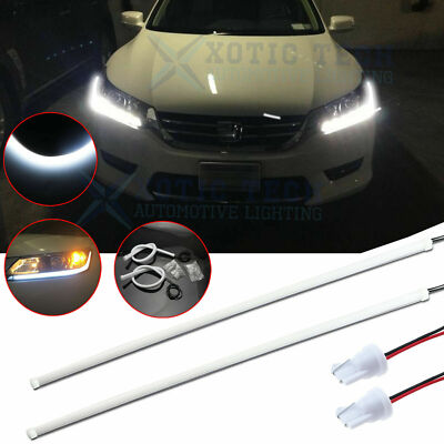 White Illuminating LED DRL Strip Headlight Retrofit For Honda Accord ...