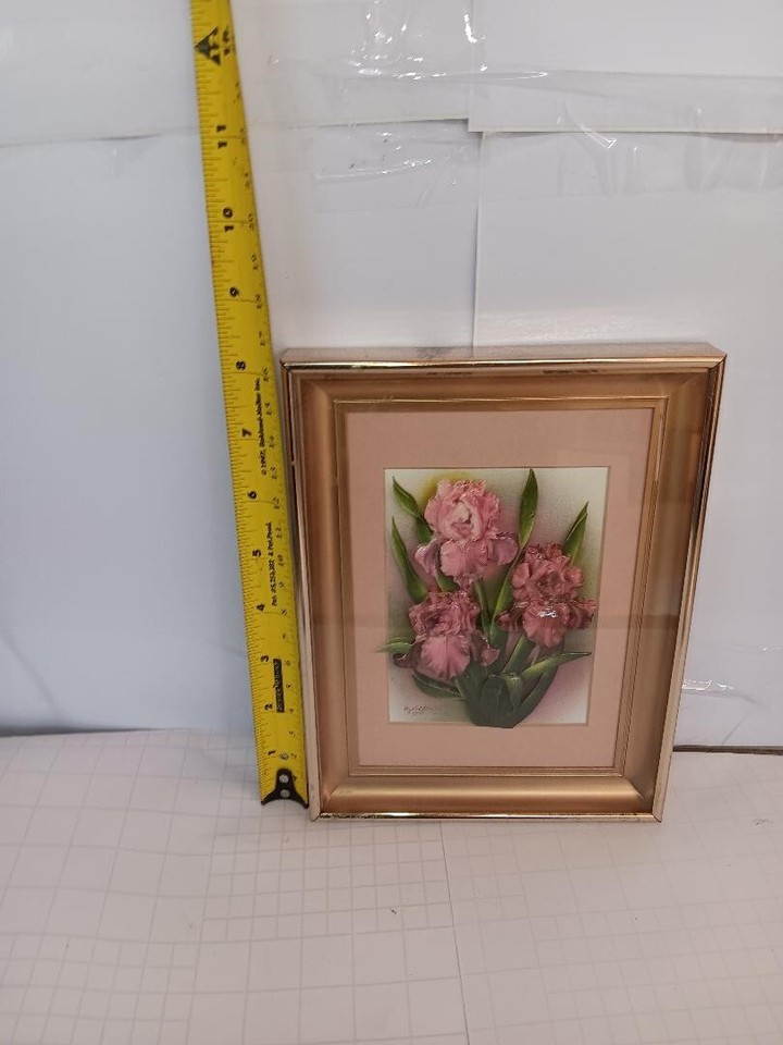 Vintage Framed Picture Crystal Skelley Signed Flowers Floral 3D Art | eBay