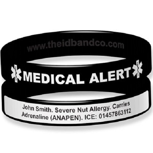 Medical Alert Engraveable Silicone ID Wristband (outside engraving ...