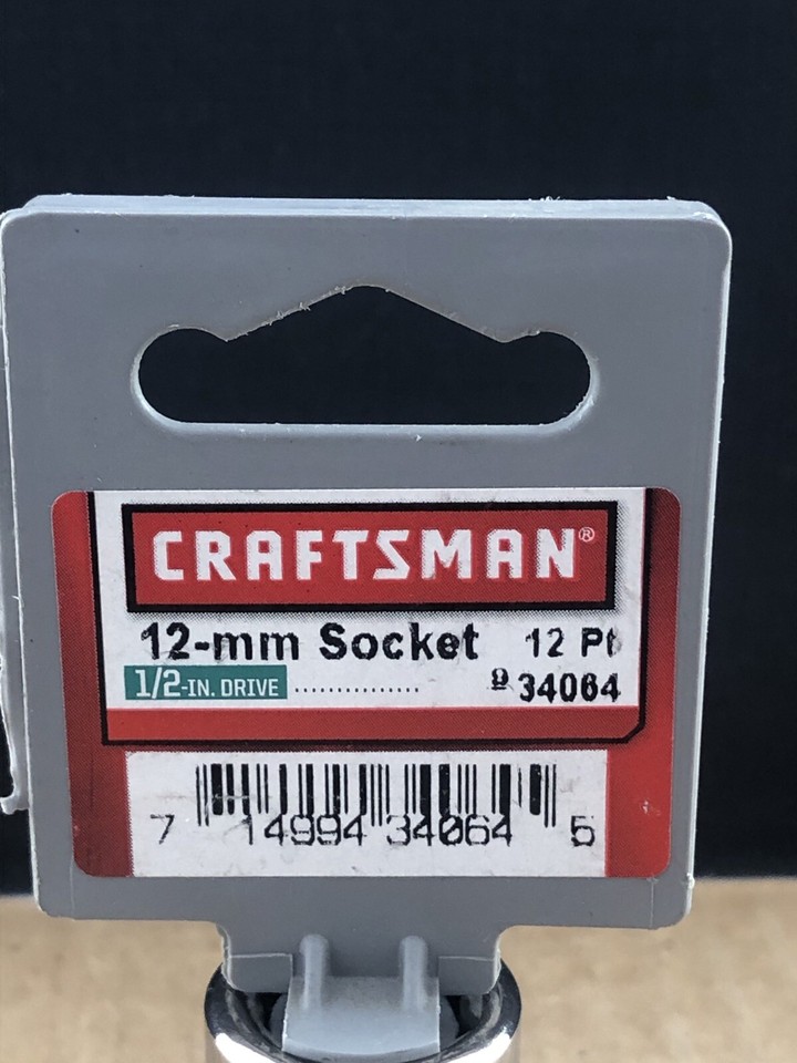 Craftsman 12-mm Socket, 12 Pt., 1/2” Drive, #34064 COMB SHIP $1 PER ...