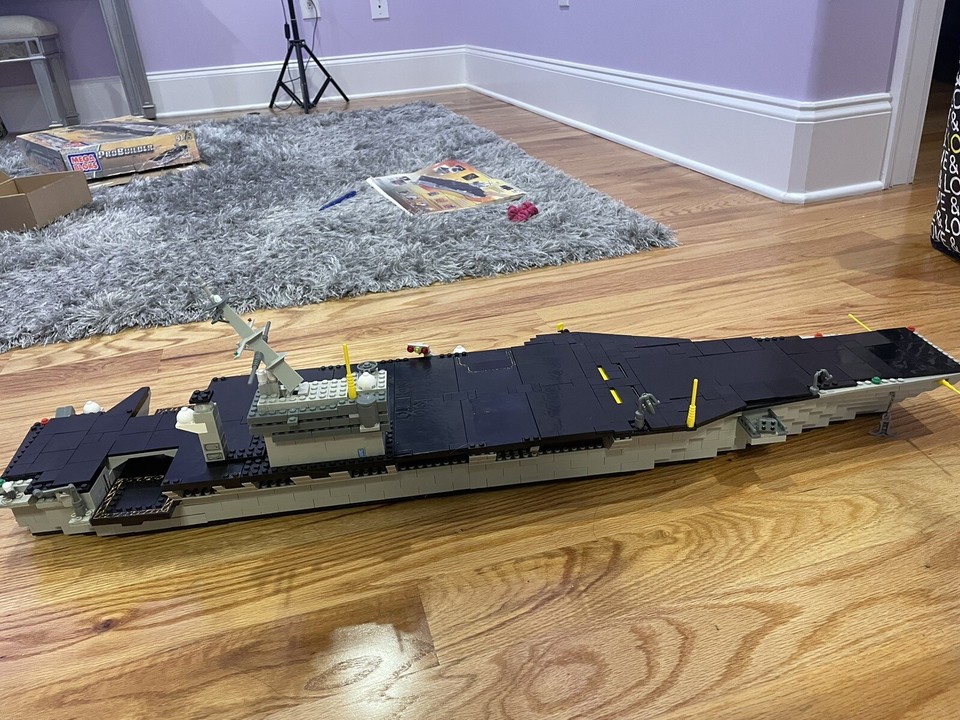 Rare MEGA BLOKS PRO BUILDER 9795 USS NIMITZ Assembled Lego Aircraft ...