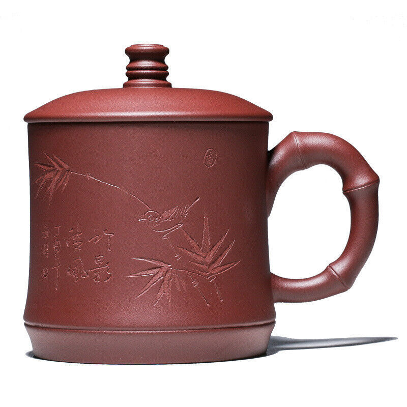 hand carved tea mug with lid bamboo embossed office big cup with lid zisha 480ml | eBay