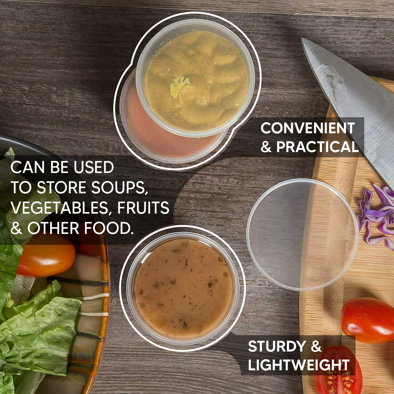 Round Food Containers Plastic Clear Storage Tubs with Lids Deli Pots ...