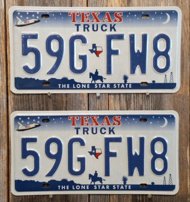🐾 UNUSED 2005-2009 TEXAS "TRUCK" LICENSE PLATE PAIR (59G-FW8) SPACE ...