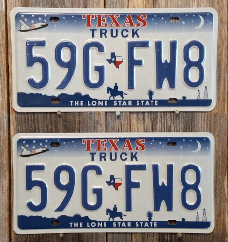 🐾 UNUSED 2005-2009 TEXAS "TRUCK" LICENSE PLATE PAIR (59G-FW8) SPACE ...