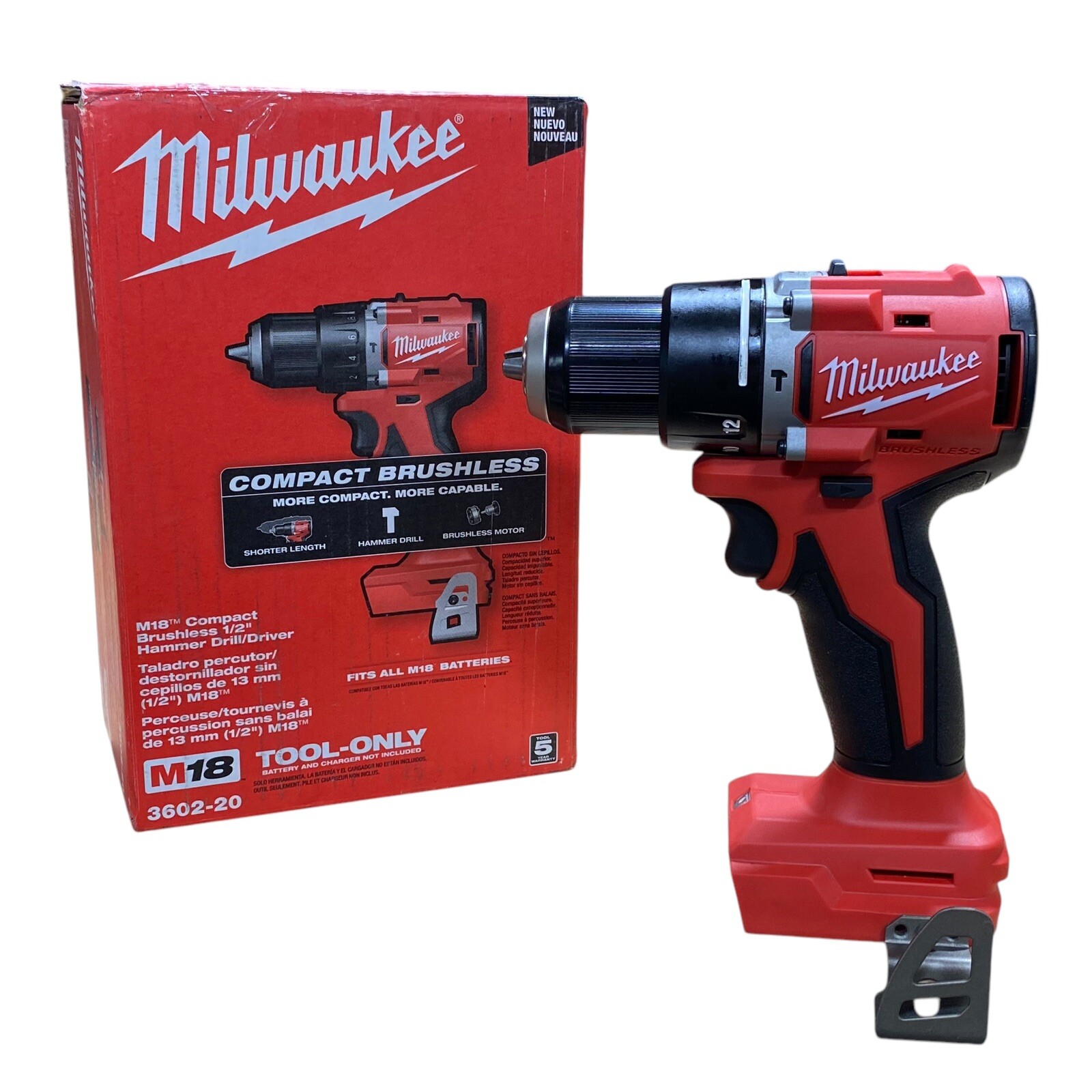 Milwaukee 3602-20 M18 18V 1/2" Li-ion Compact Brushless Hammer Drill ...