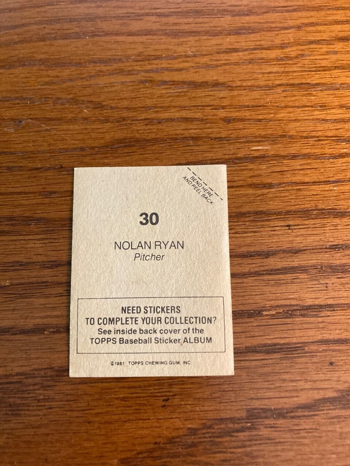 1981 Topps Stickers Nolan Ryan Houston Astros #30 | eBay