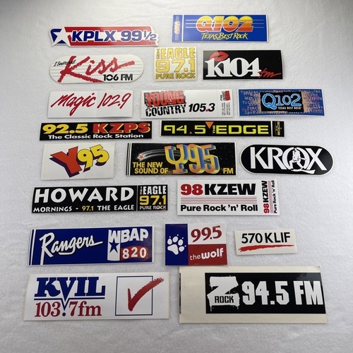 Lot of 20 Vintage 1980-90s Texas Radio Station Decal Bumper Sticker Z ...