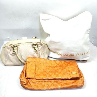 Louis Vuitton Hand Bag Tote Bag Clutch 3 set Orange Leather 5600585 | eBay