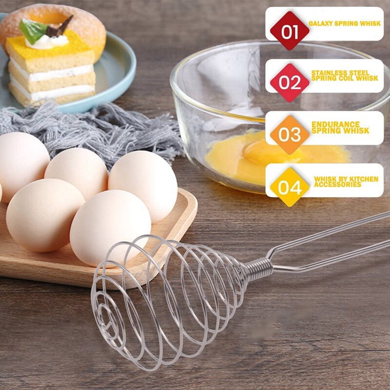 Spring Coil Wire Whisk Hand Mixer Blender Egg Beater Stainless Steel ...