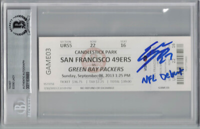 Eddie Lacy Autographed/Signed Green Bay Packers Ticket NFL Debut BAS ...