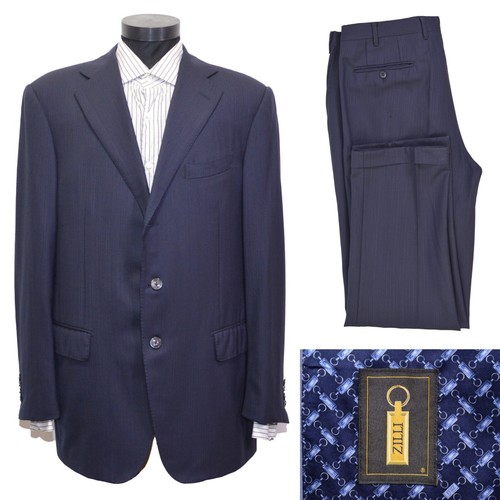 RRP5200$ Men's ZILLI Suit 40US/UK 50IT Blue Striped 100% Wool Luxury ...