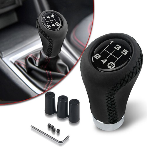Black Leather Manual Car 5 Speed Gear Stick Shifter Shift Knob Lever ...