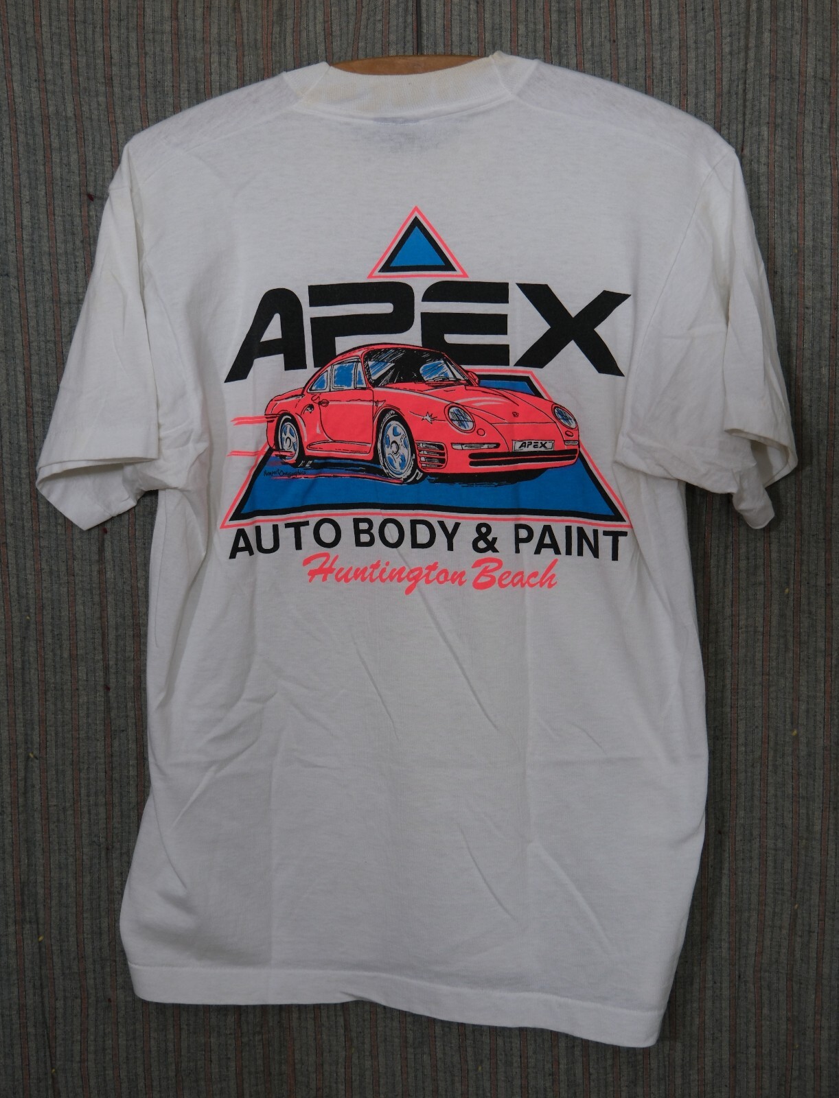Vtg 1980s 90s Apex Auto Body Paint Huntington Beach CA Porsche Dayglo T ...
