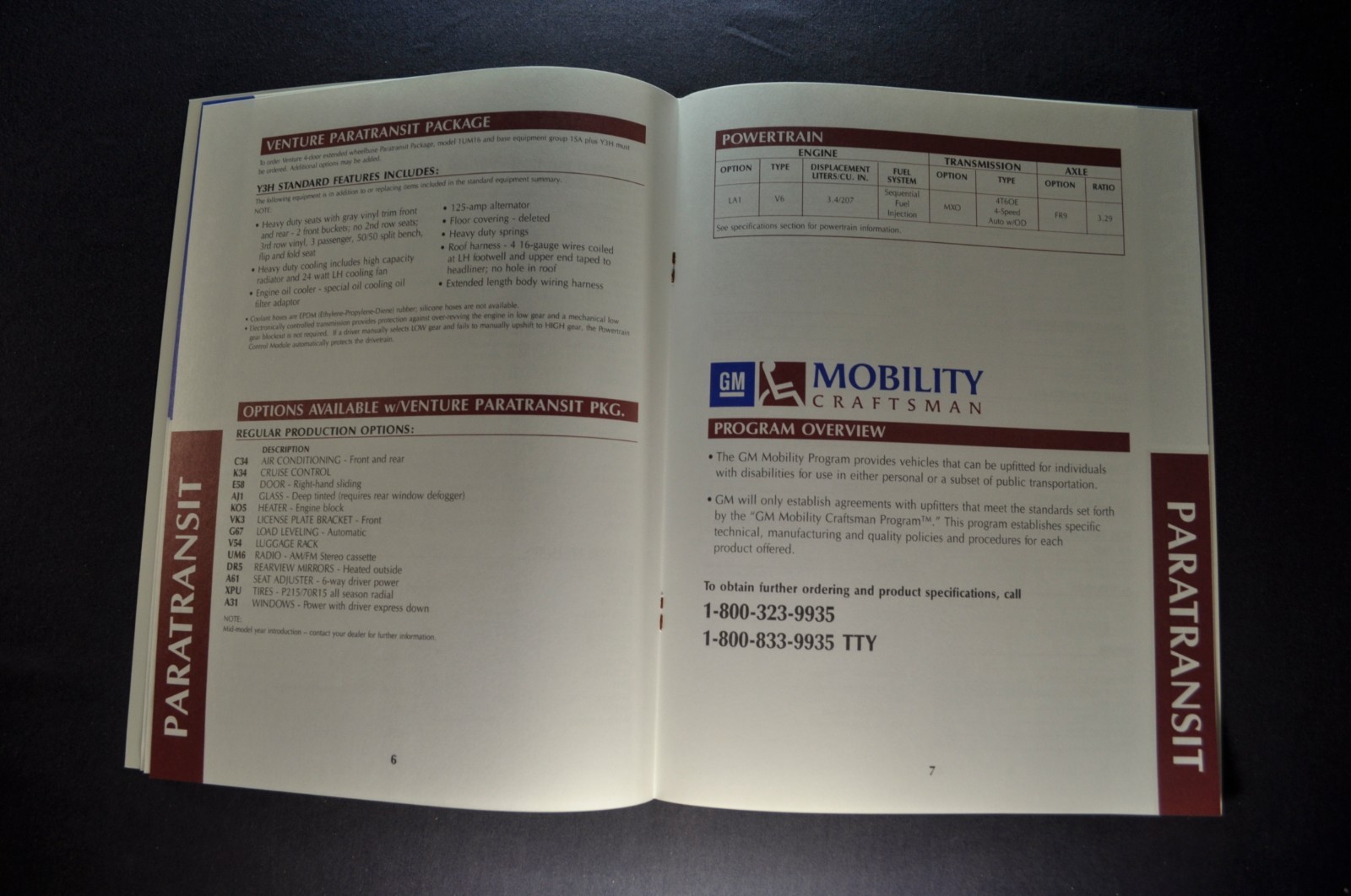 2000 Chevrolet Venture Taxi & Paratransit Catalog Brochure Excellent ...