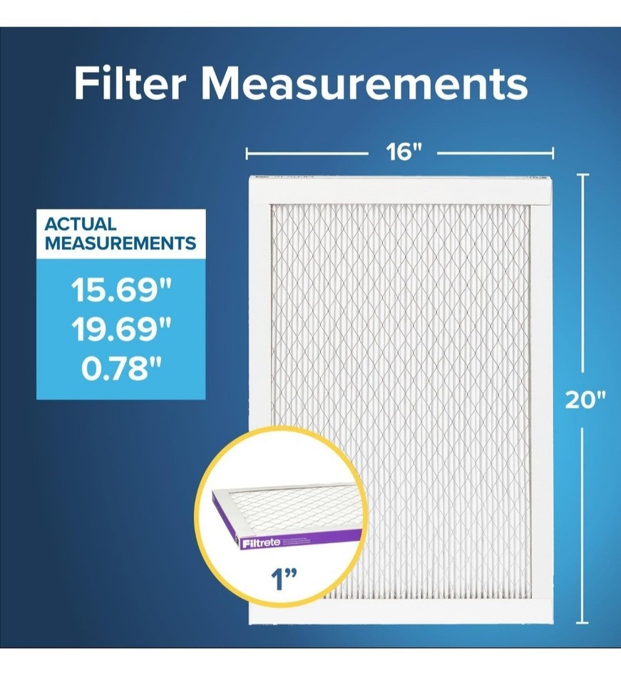 3M Filtrete 16x20x1 Air Filter MERV 12 HVAC AC Furnace Filter ...