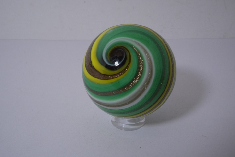 A Lovely New Handmade Reverse Corkscrew Art Glass Marble - 41 MM = 1-5/ ...